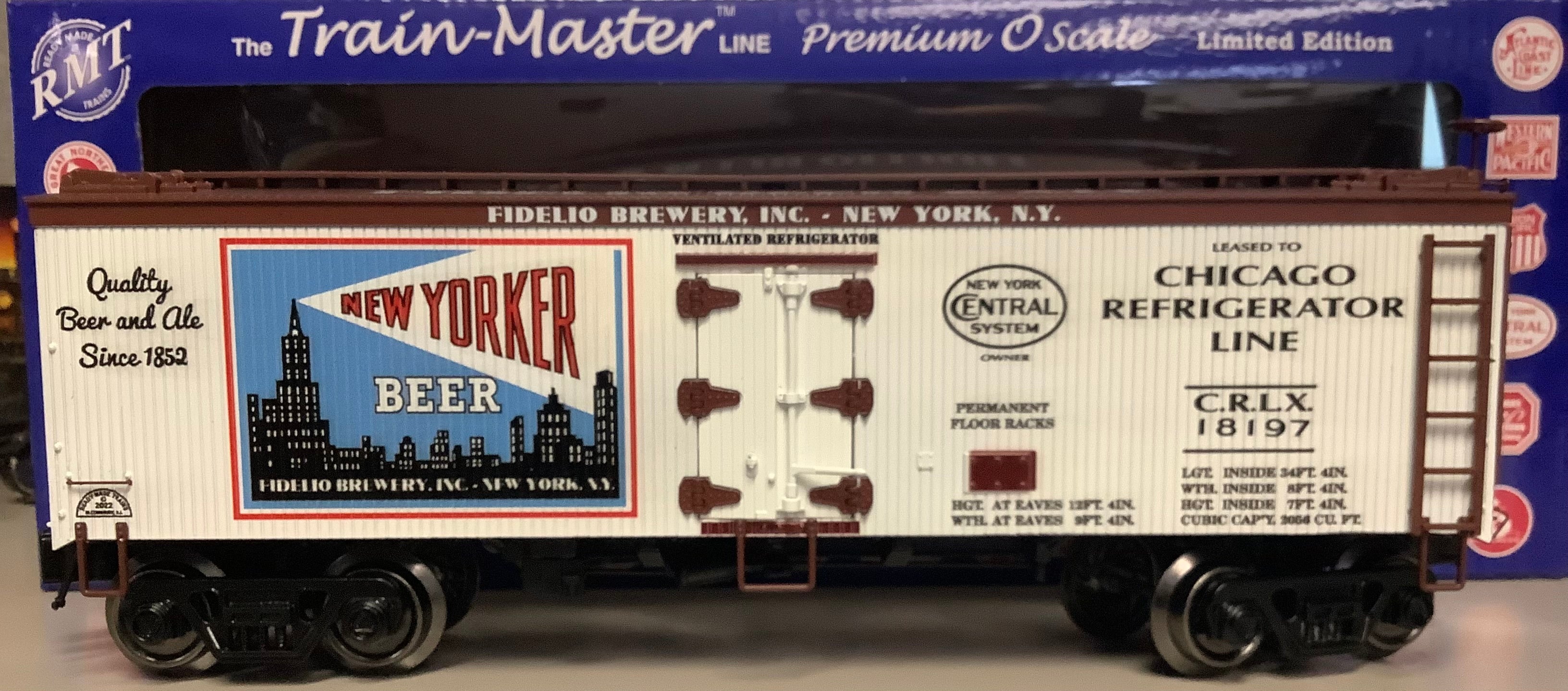 O Guage Trains Wood Side Reefer Car - New Yorker Beer – Retail at ...